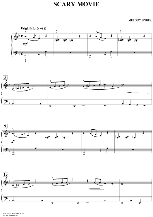 Scary Movie" Sheet Music for Piano - Sheet Music Now
