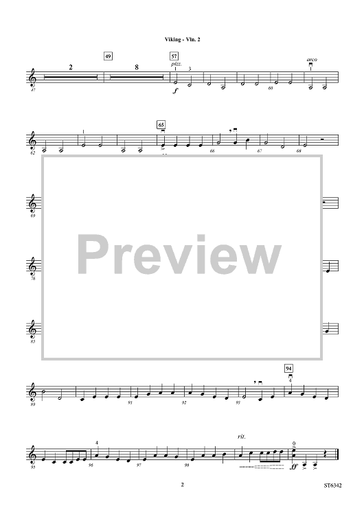 Viking - Violin 2" Sheet Music for Orchestra - Sheet Music Now