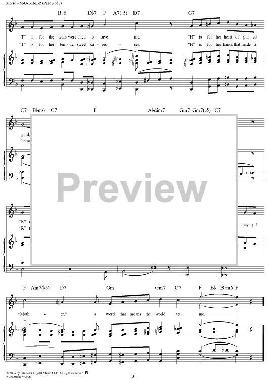 M-O-T-H-E-R (A Word That Means the World to Me)" Sheet Music for Piano ...
