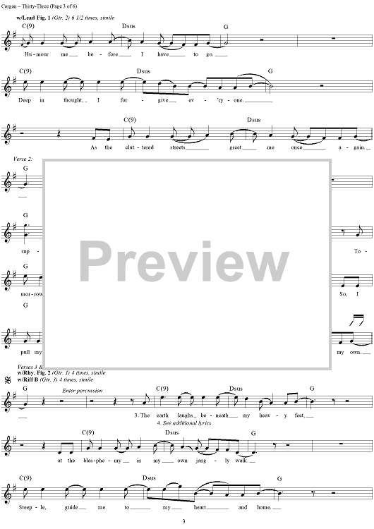 Thirty-Three" Sheet Music by Smashing Pumpkins for Guitar Tab/Vocal ...