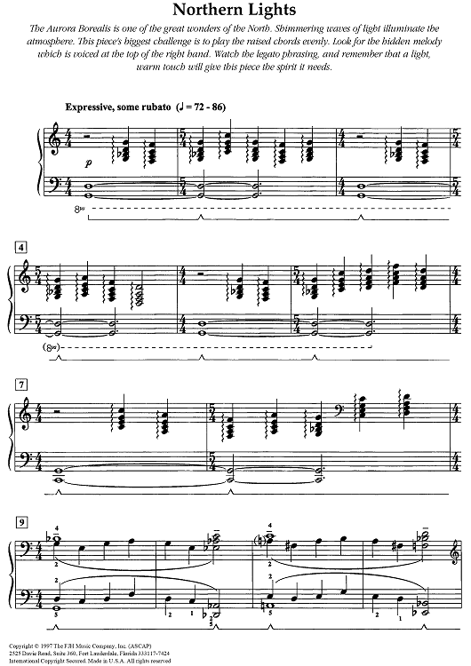 Northern Lights" Sheet Music for Piano - Sheet Music Now