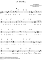 La Bamba" Sheet Music by Ritchie Valens; Los Lobos for Lead Sheet ...