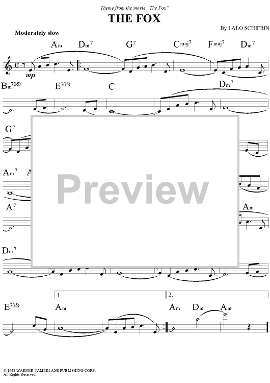 The Fox" Sheet Music for Lead Sheet - Sheet Music Now