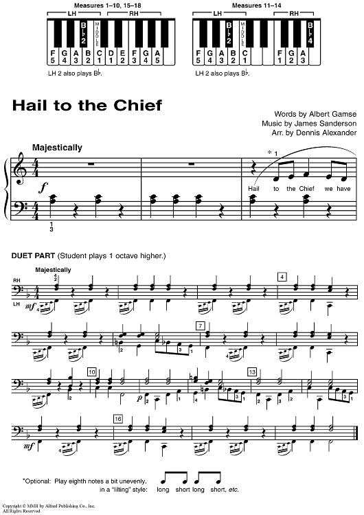 Hail to the Chief" Sheet Music for Piano - Sheet Music Now