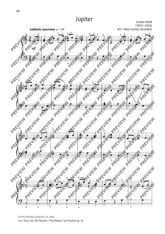 Jupiter" Sheet Music for Piano - Sheet Music Now