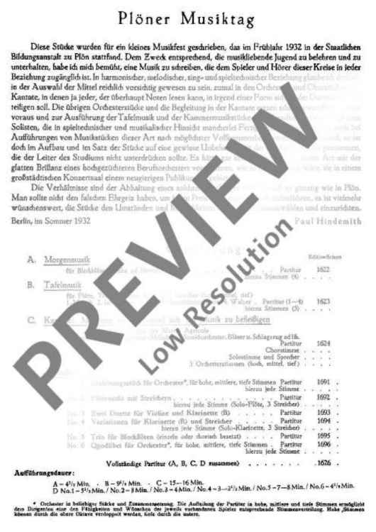 Plöner Musiktag - Score" Sheet Music for Flute, Trumpet or Clarinet and ...