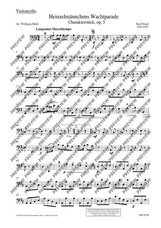Heinzelmännchens Wachtparade - Score and Parts" Sheet Music for String ...