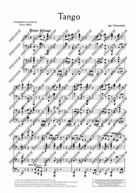 Tango - Performing Score" Sheet Music for 2 Pianos (4 Hands) - Sheet ...