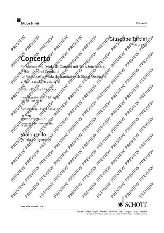 Concerto D Major - Piano Score and Solo Part" Sheet Music for Cello ...