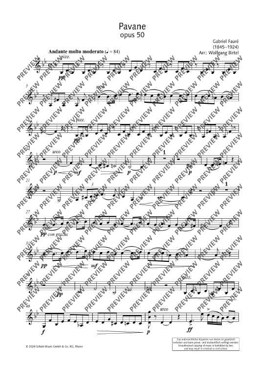 Pavane - Score and Parts" Sheet Music for String Quartet (double Bass ...