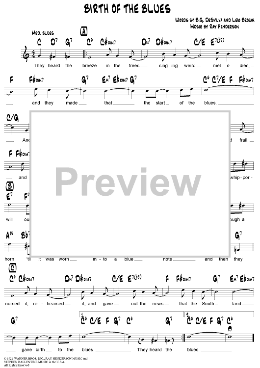 Birth of the Blues" Sheet Music by Frank Sinatra for Lead Sheet - Sheet ...