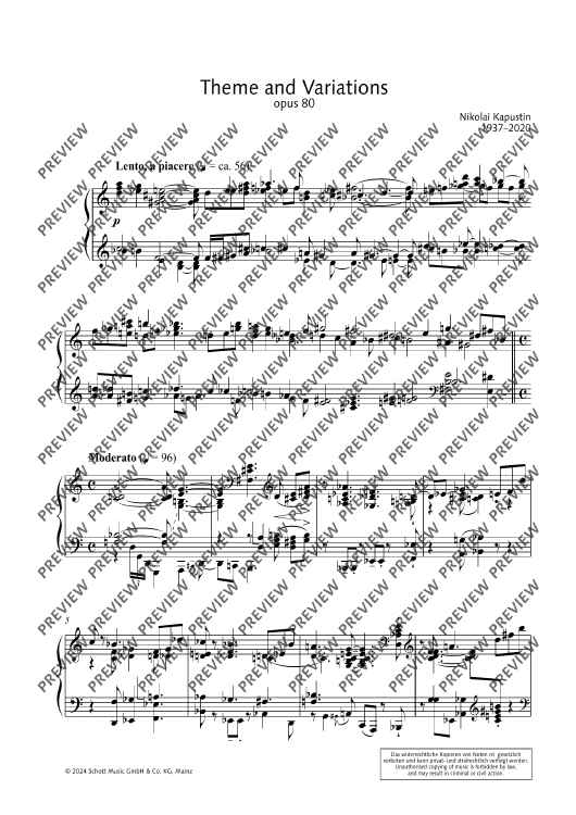 Theme and Variations" Sheet Music for Piano - Sheet Music Now