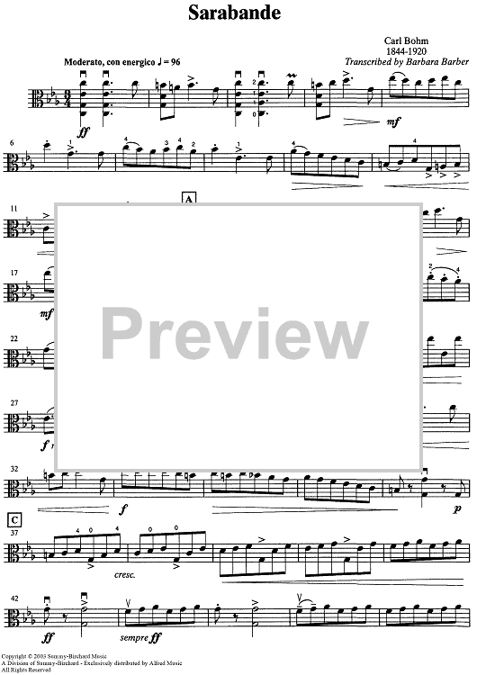 Sarabande" Sheet Music for Viola and Piano - Sheet Music Now