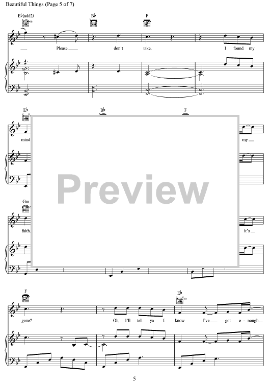 Beautiful Things" Sheet Music by Benson Boone for Piano/Vocal/Chords ...