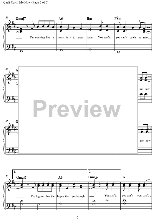 Can't Catch Me Now - from The Hunger Games: The Ballad of Songbirds & " Sheet Music by Olivia ...