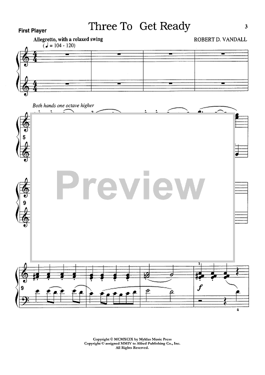 Three to Get Ready" Sheet Music for 1 Piano, 6 Hands - Sheet Music Now