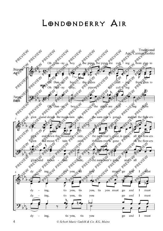 Londonderry Air" Sheet Music for Mixed Choir (satb) - Sheet Music Now