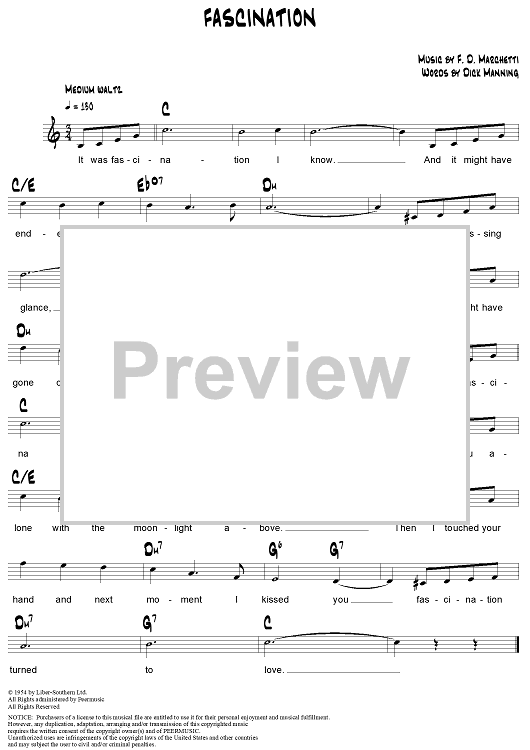 Fascination" Sheet Music for Lead Sheet - Sheet Music Now