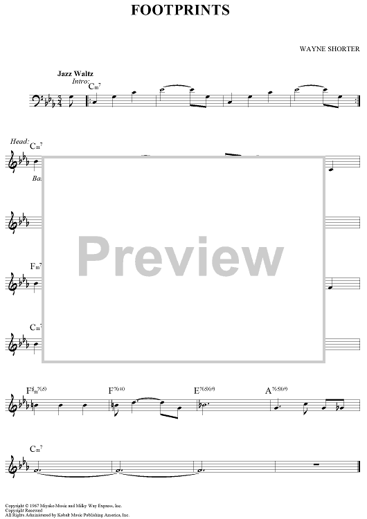 Footprints" Sheet Music for Lead Sheet - Sheet Music Now