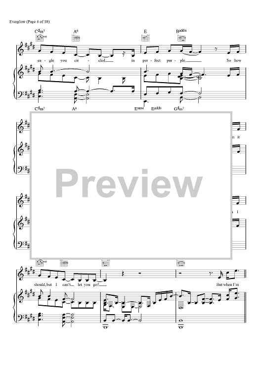 Everglow" Sheet Music by Coldplay for Piano/Vocal/Chords - Sheet Music Now