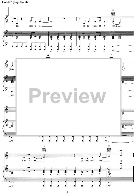 Florida!!!" Sheet Music by Taylor Swift for Piano/Vocal/Chords - Sheet ...