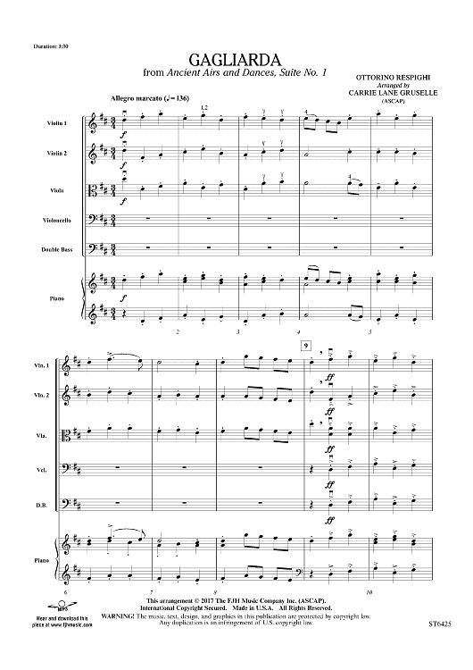 Gagliarda - from Ancient Airs and Dances - Score" Sheet Music for ...