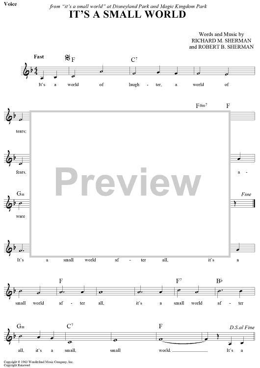 It's A Small World" Sheet Music for Lead Sheet - Sheet Music Now