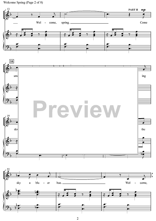 Welcome, Spring" Sheet Music for Vocal duet and piano - Sheet Music Now