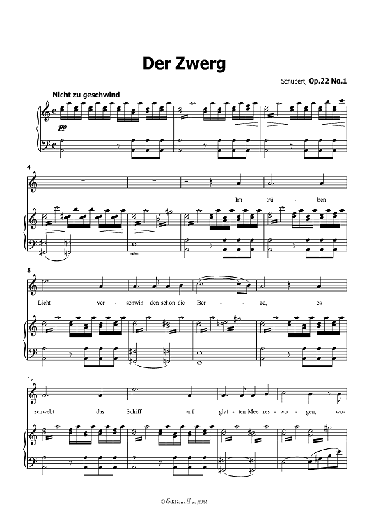 Der Zwerg" Sheet Music for Voice/Piano - Sheet Music Now