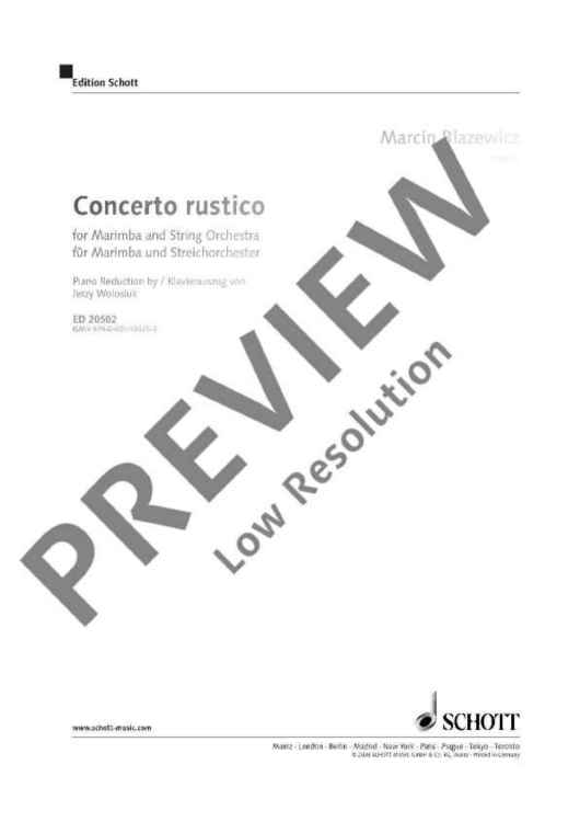 Concerto rustico - Piano Score and Solo Part" Sheet Music for Marimba ...