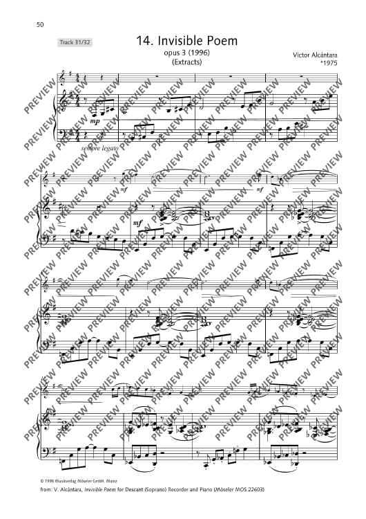 Invisible Poem" Sheet Music for Sopranorecorder (tenorrecorder) And ...