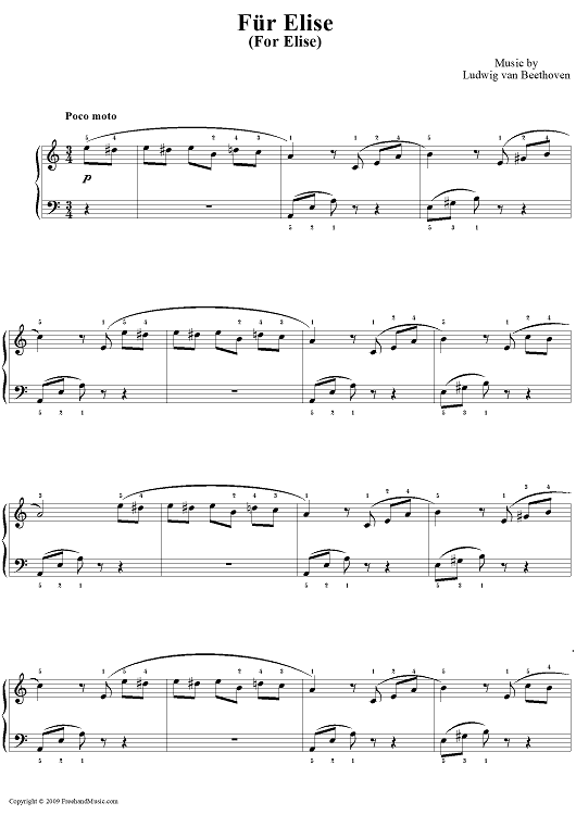 Für Elise" Sheet Music for Easy Piano - Sheet Music Now