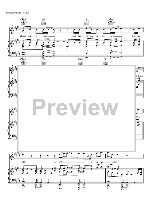 Everglow" Sheet Music by Coldplay for Piano/Vocal/Chords - Sheet Music Now