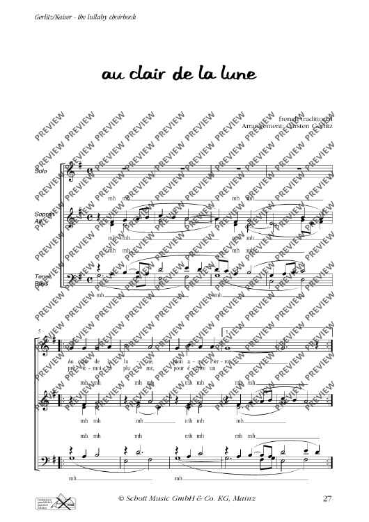 Au Clair De La Lune" Sheet Music for Mixed Choir (satb) - Sheet Music Now