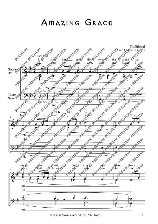 Amazing Grace" Sheet Music for Mixed Choir (satb) - Sheet Music Now