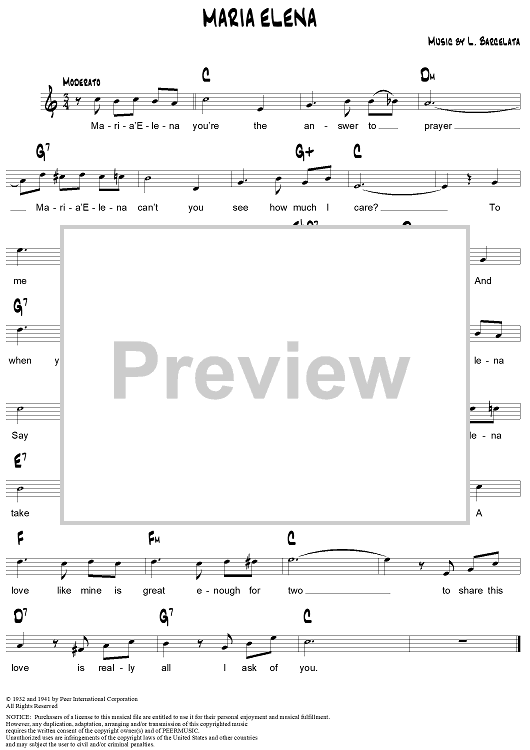 Maria Elena" Sheet Music for Lead Sheet - Sheet Music Now