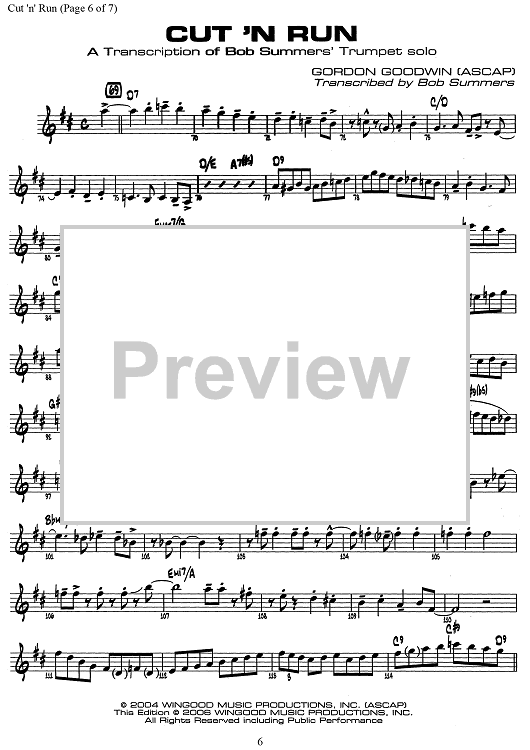 Cut 'n Run" Sheet Music by Gordon Goodwin's Big Phat Band for Trumpet - Sheet Music Now