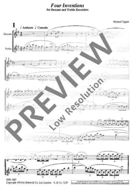 Four Inventions - Performing Score" Sheet Music for Soprano And Treble ...