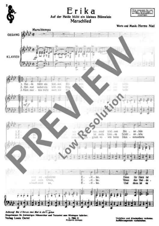 Erika" Sheet Music for Voice And Piano - Sheet Music Now
