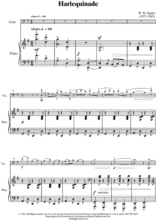 Harlequinade" Sheet Music for Cello and Piano - Sheet Music Now
