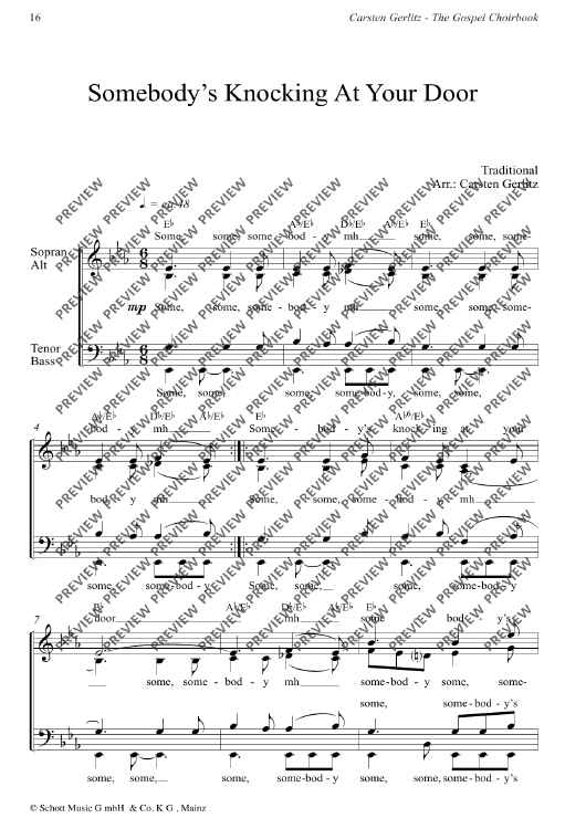Somebody's knocking at your door" Sheet Music for Mixed Choir (satb) - Sheet Music Now