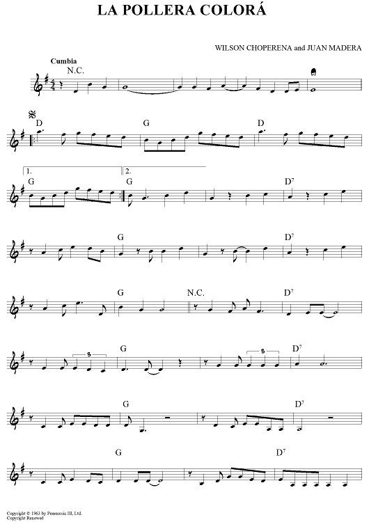 La Pollera Colorá" Sheet Music for Lead Sheet - Sheet Music Now