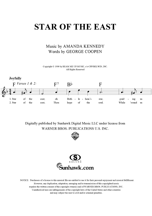 Star of the East" Sheet Music for Lead Sheet - Sheet Music Now