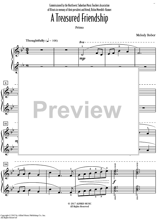 A Treasured Friendship" Sheet Music for 1 Piano, 4 Hands - Sheet Music Now