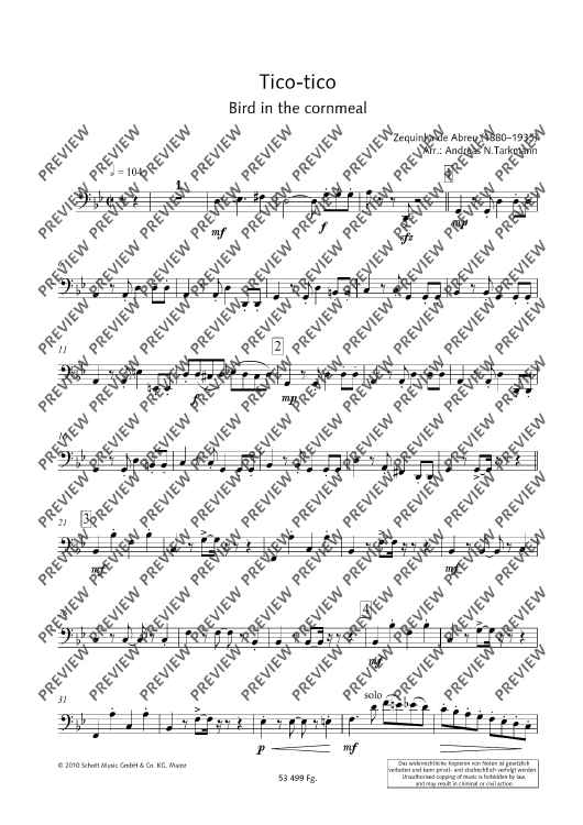 Tico-Tico - Score and Parts" Sheet Music for Flute, Oboe, Clarinet ...