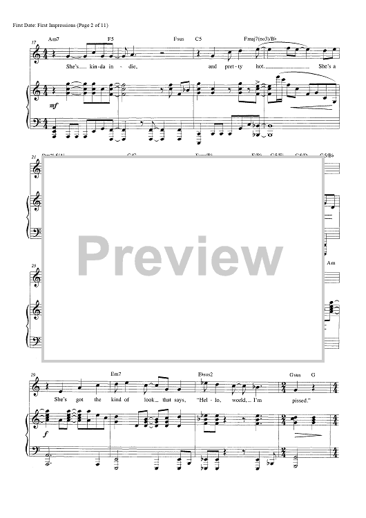 First Impressions" Sheet Music for Piano/Vocal/Chords - Sheet Music Now