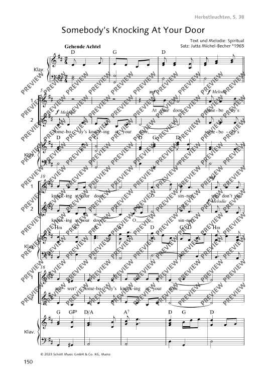 Somebody's knocking at your door" Sheet Music for For Two Part Choir And Piano - Sheet Music Now