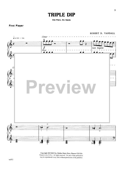 Triple Dip" Sheet Music for 1 Piano, 6 Hands - Sheet Music Now