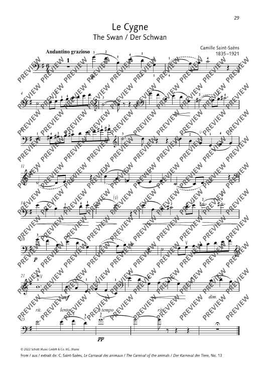 The Swan" Sheet Music for Double Bass And Piano - Sheet Music Now