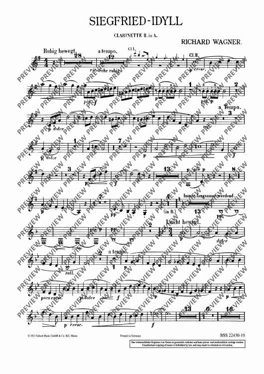 Siegfried-Idyll - Set of Parts" Sheet Music for Orchestra - Sheet Music Now